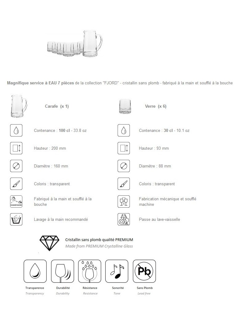 FJORD 7-piece water service box - lead-free crystalline